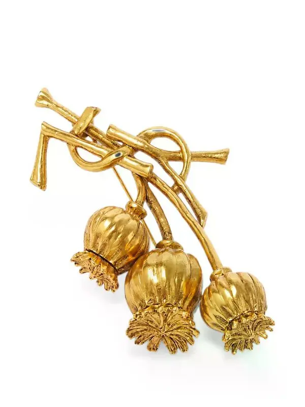 Saint Laurent Cassandre Poppy Brooch In Metal