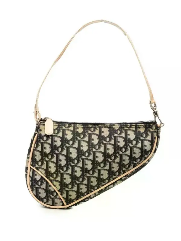Dior 2001 Mini Diorissimo Coated Canvas Saddle Pochette Shoulder Bag - Black