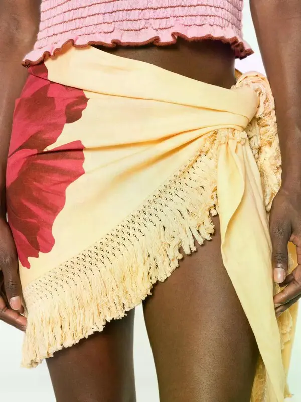Farm Rio Floral-print Fringed-hem Sarong - Orange