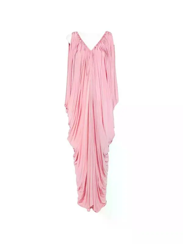 ABADIA Draped V-neck Maxi Dress