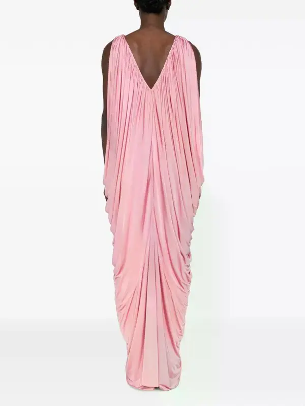 ABADIA Draped V-neck Maxi Dress