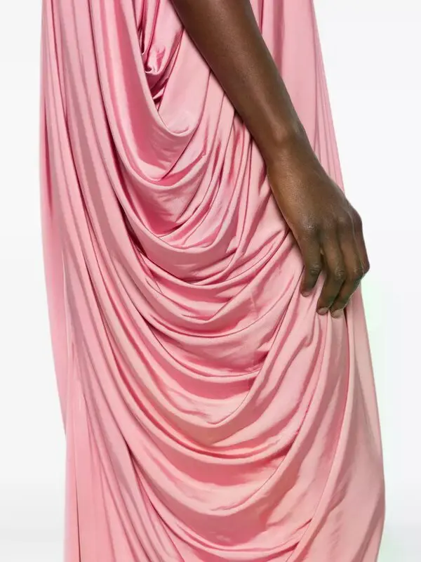 ABADIA Draped V-neck Maxi Dress
