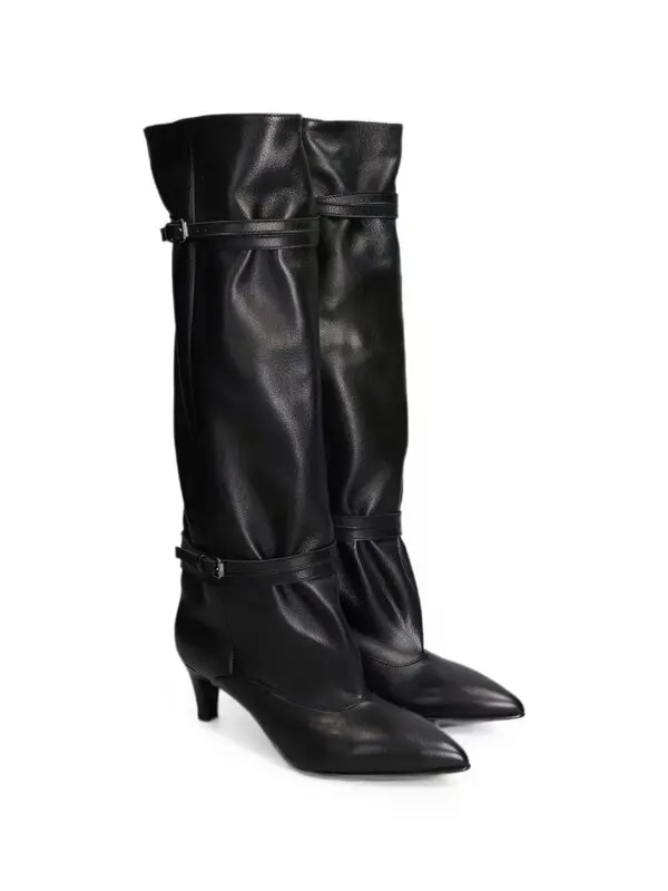 STRATEGIA SHOES Buckled Leather Knee-high Boots