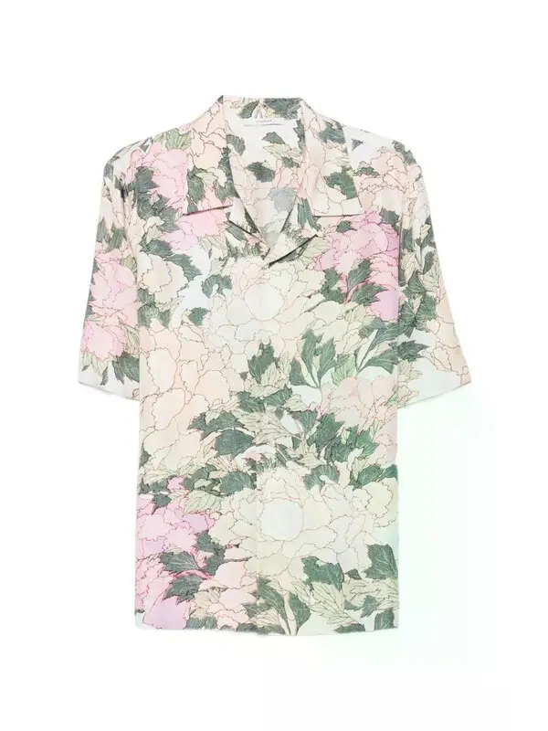 Givenchy Floral-print Short-sleeve Shirt - Neutrals