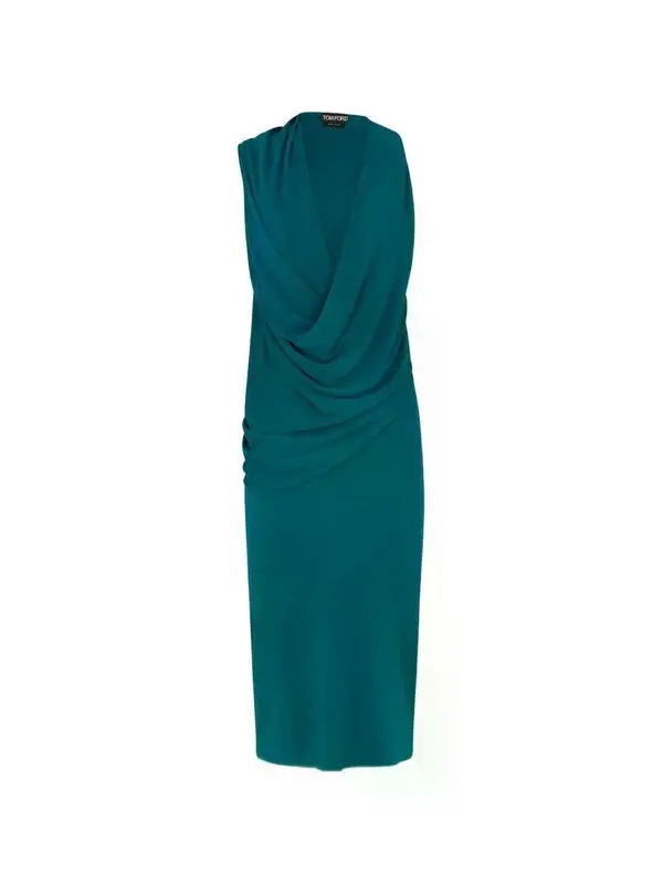 TOM FORD Crepe Jersey Asymmetric Draped Cocktail Dress - Black