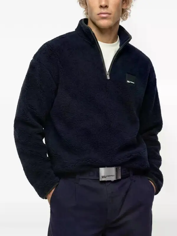 Karl Lagerfeld Boxy Half-zip Fleece Sweater