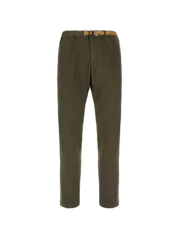 WHITE SAND Belted Elasticated-waist Chinos