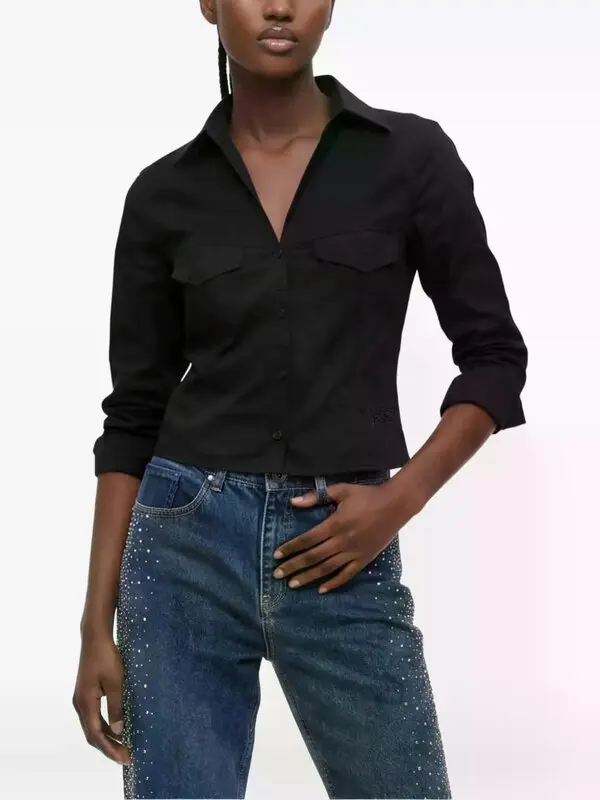 Karl Lagerfeld Button-up Flap-pocket Shirt - Black