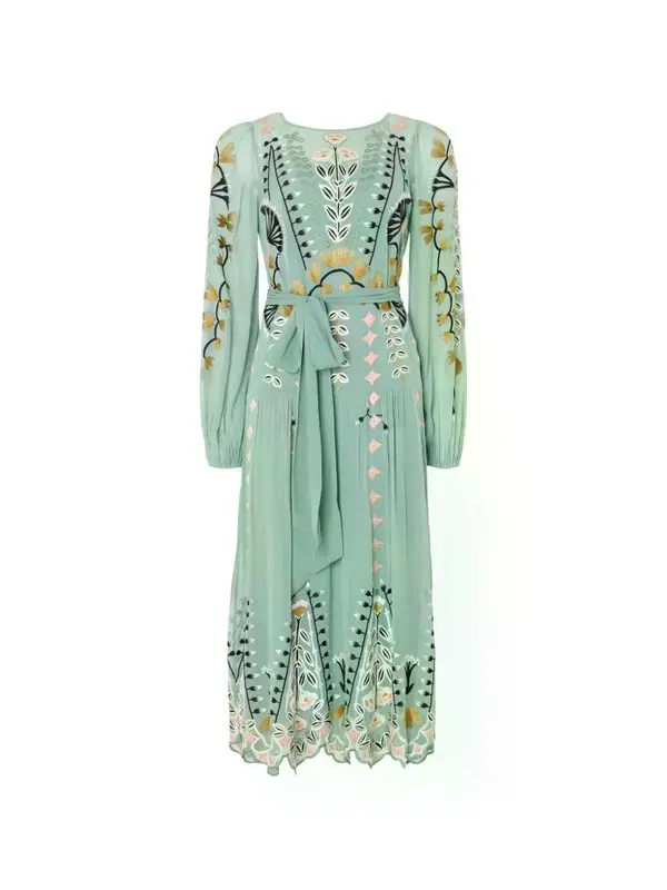 TEMPERLEY LONDON Rosalba Floral-embroidered Midi Dress - Green