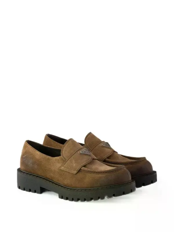 Prada Aged Suede Loafers