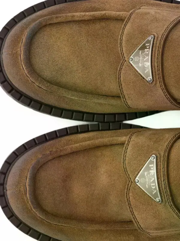 Prada Aged Suede Loafers