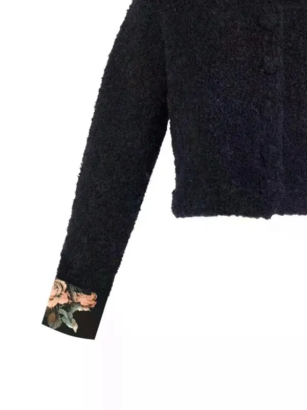Erdem Bouclé Floral-cuff Cardigan