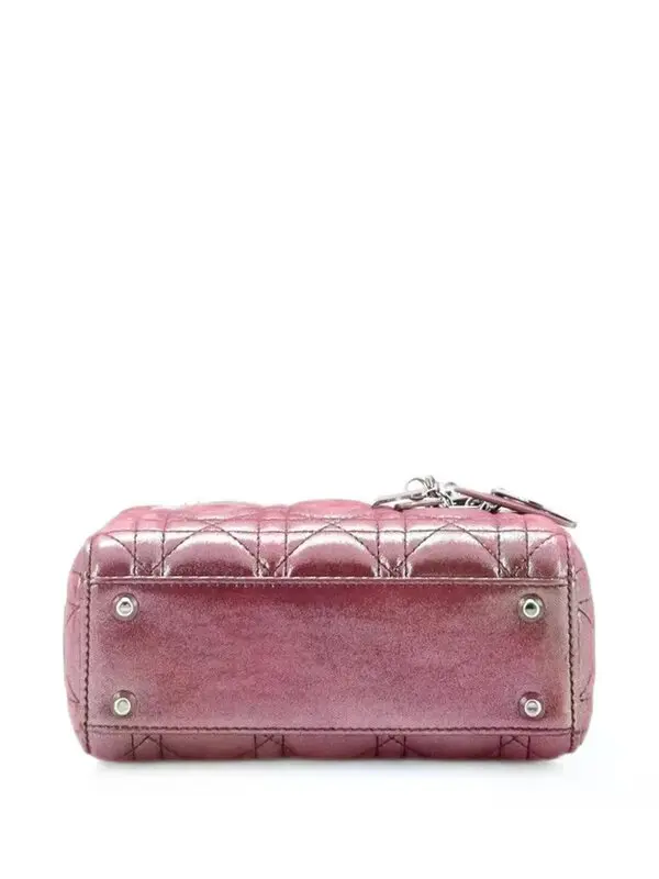 Dior Lady Chain Bag Cannage Quilt Iridescent Leather Mini Satchel - Pink