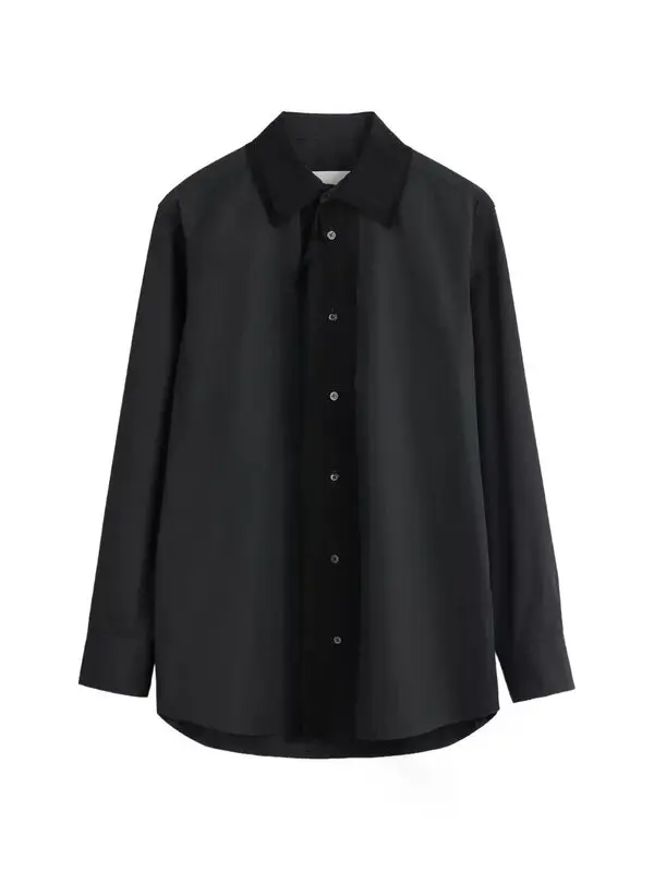 MAISON MARGIELA Fusion Velvet Placket Cotton Shirt - Black