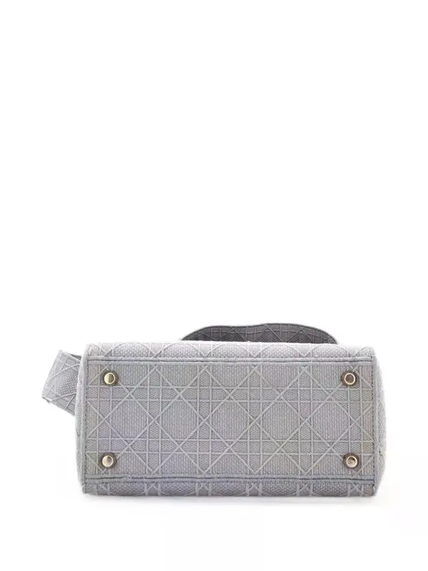 Dior Lady D-lite Cannage Embroidered Canvas Satchel