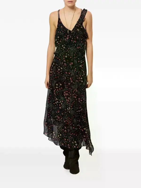 Isabel Marant Étoile Luxie Floral-print Ruffled Midi Dress - Black
