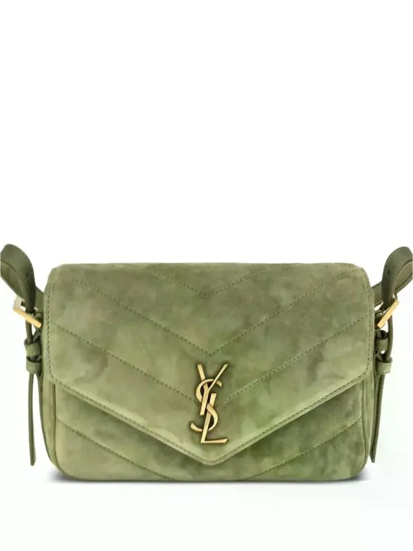 Saint Laurent Small Loulou Matelassé Suede Shoulder Bag - Green