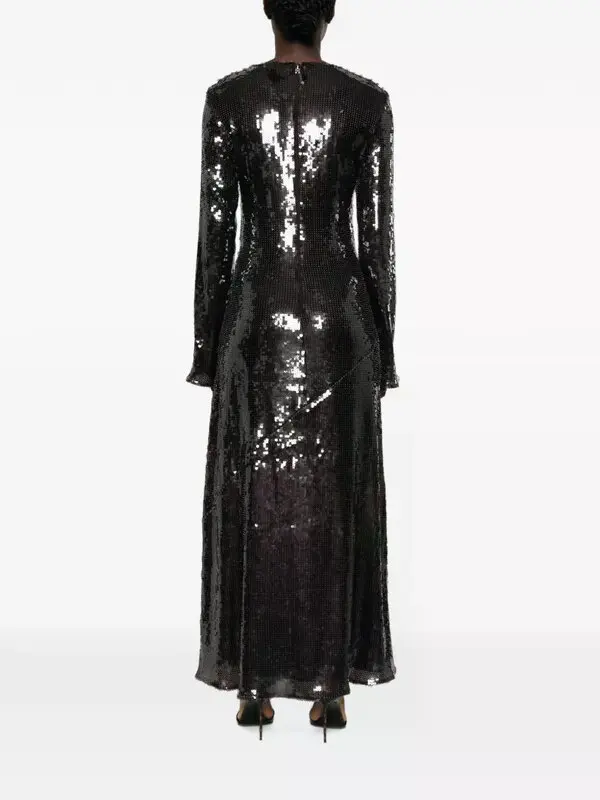 ROTATE BY BIRGER CHRISTENSEN Sequin-embellished Long-sleeve Maxi Dress
