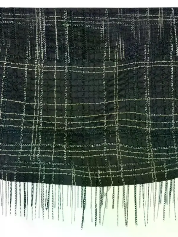 JAY AHR Checkered Fringed-hem Mini Skirt