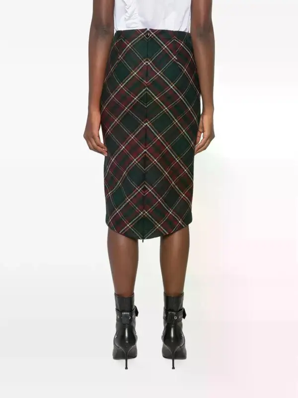 N°21 Tartan-pattern Midi Skirt