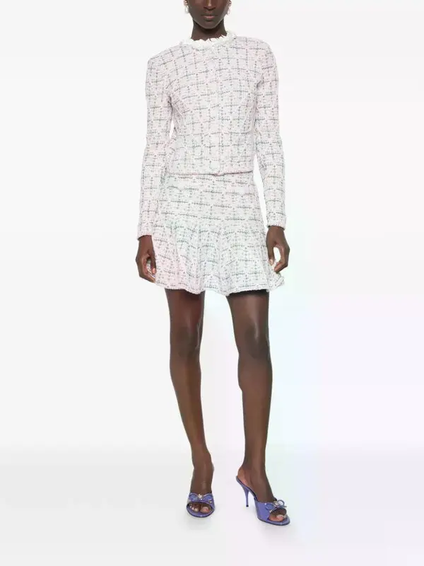 SELF-PORTRAIT Check Knit Mini Skirt - Pink