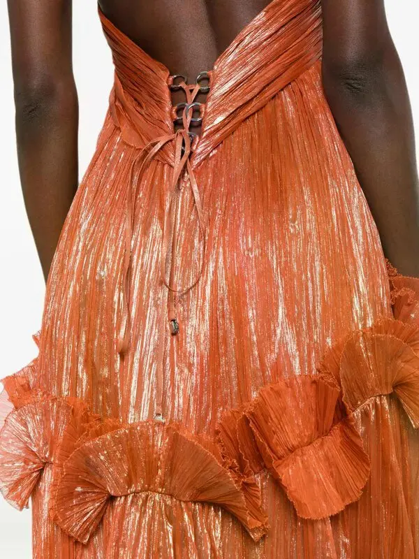MARIA LUCIA HOHAN Ruffled Metallic-effect Maxi Dress