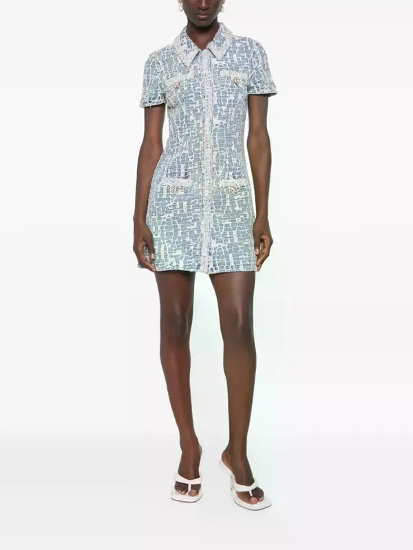 SELF-PORTRAIT Sequin-embellished Collared Mini Dress
