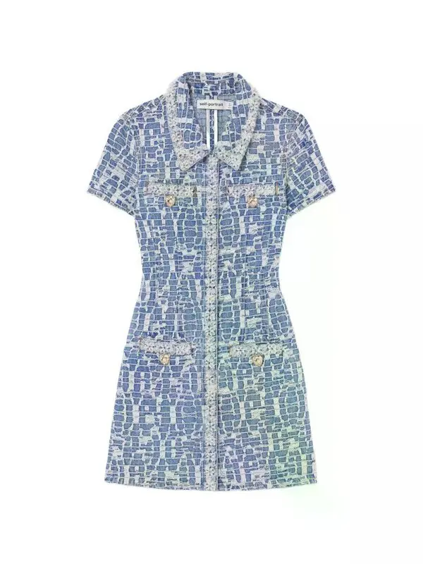 SELF-PORTRAIT Sequin-embellished Collared Mini Dress