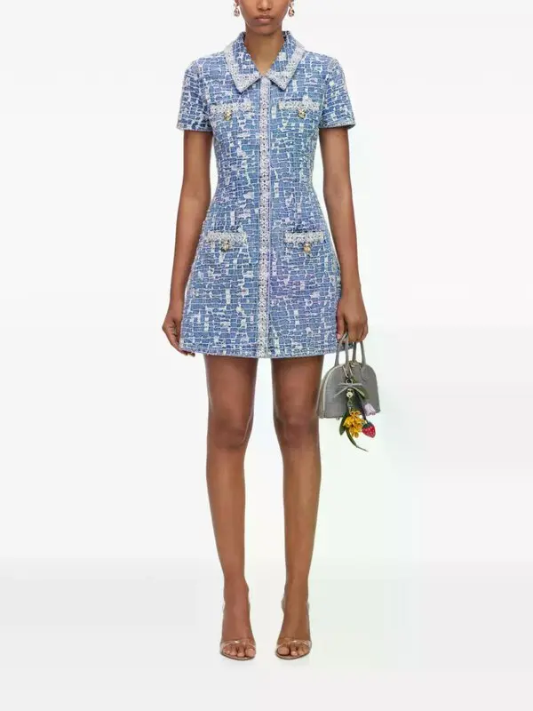 SELF-PORTRAIT Sequin-embellished Collared Mini Dress