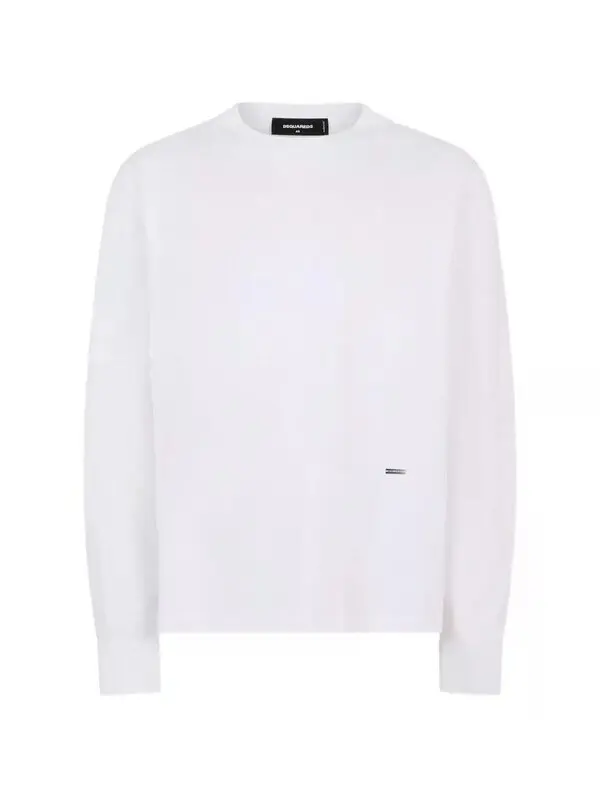 Dsquared2 Cotton Crew Neck Long Sleeve Sweater With Logo Plaque