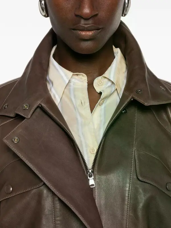 Nour Hammour Quincy Leather Bomber Jacket - Brown