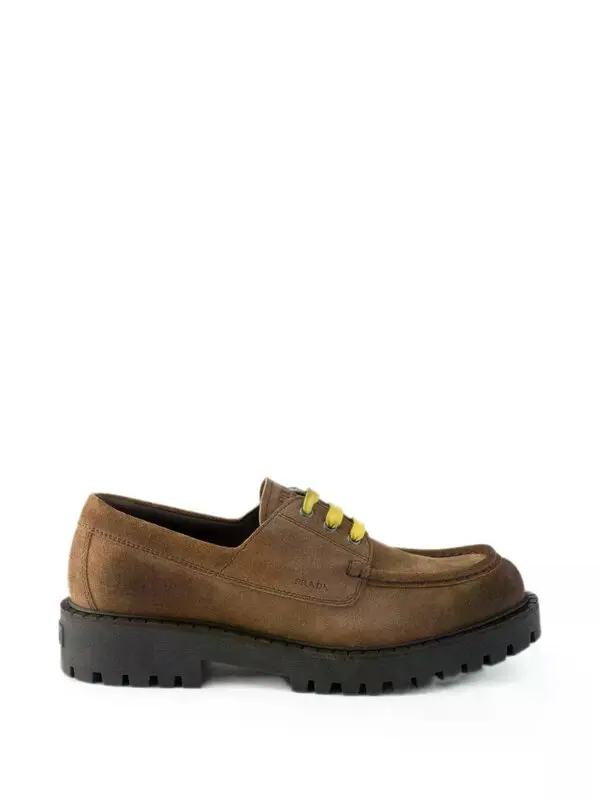 Prada Waxed Suede Lace-up Shoes