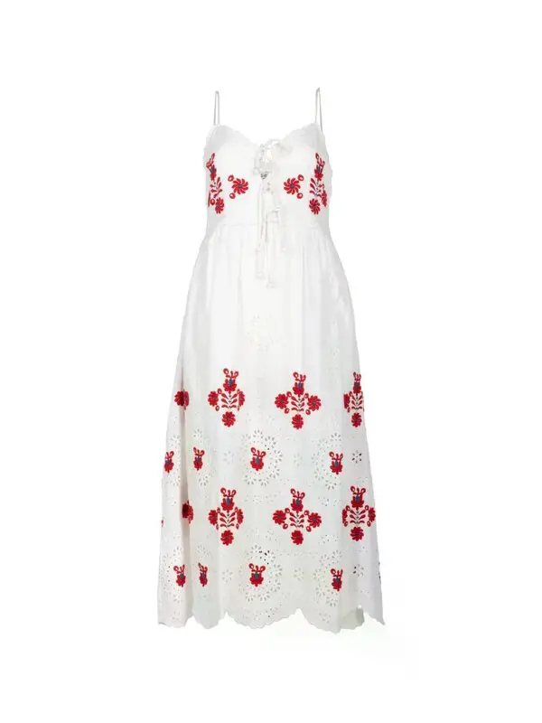 Sea Catharina Embroidered Broderie-anglaise Midi Dress - White