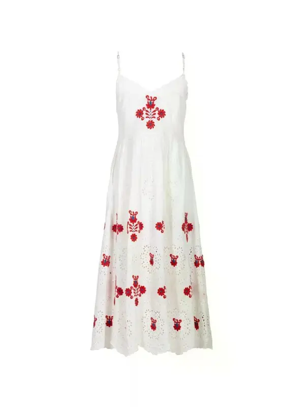 Sea Catharina Embroidered Broderie-anglaise Midi Dress - White