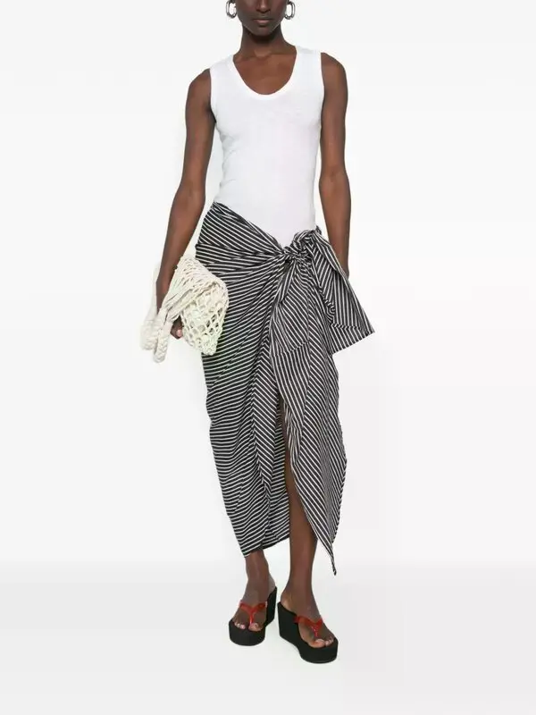 THE FRANKIE SHOP Striped Wrap Maxi Skirt - Black