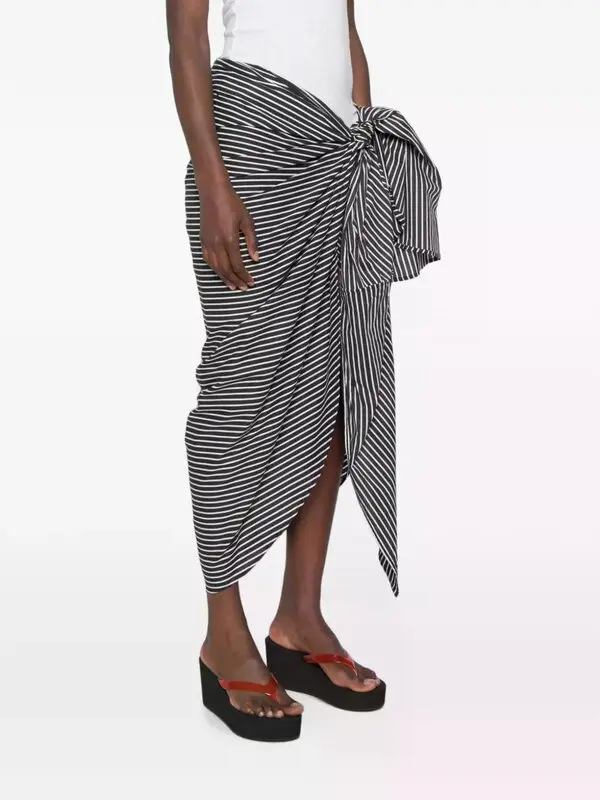 THE FRANKIE SHOP Striped Wrap Maxi Skirt - Black