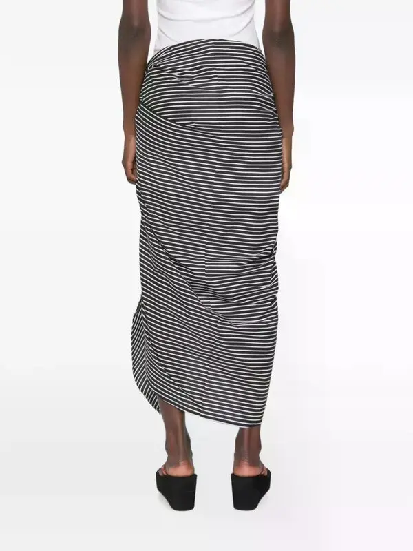 THE FRANKIE SHOP Striped Wrap Maxi Skirt - Black