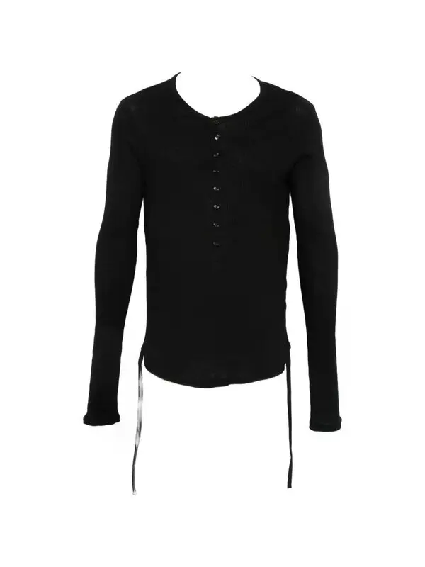 ANN DEMEULEMEESTER Ribbed-knit Henley Sweater