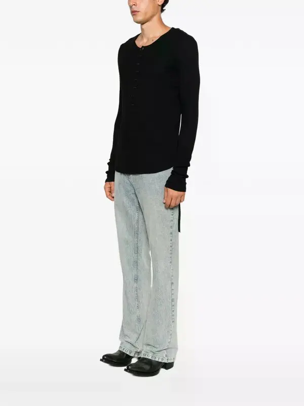 ANN DEMEULEMEESTER Ribbed-knit Henley Sweater