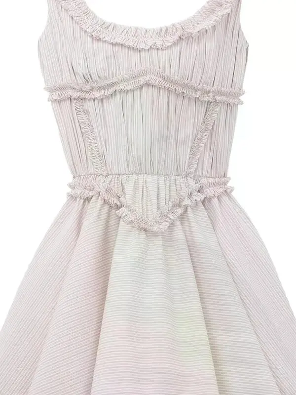 Alexander McQueen Pleated Ruffle Pinstripe Mini Dress - Pink