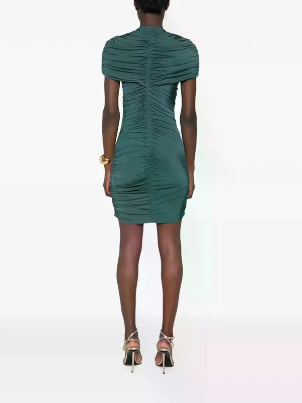 Balmain Draped Jersey Bodycon Dress - Green