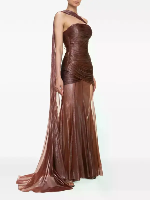 MARIA LUCIA HOHAN Marimar Ruched Metallic-finish Maxi Dress
