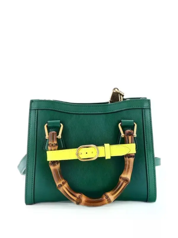 Gucci Diana Nm Bamboo Handle Tote Leather Mini Crossbody Bag - Green