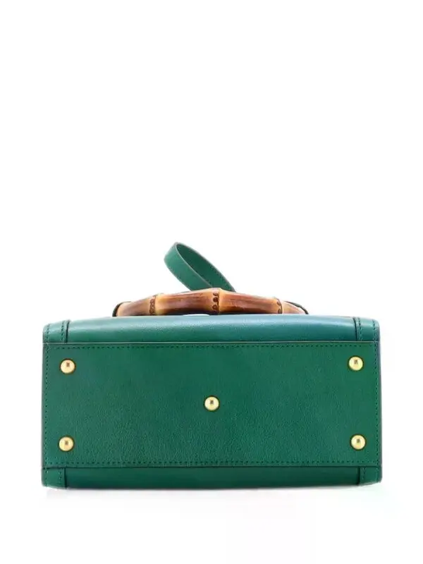 Gucci Diana Nm Bamboo Handle Tote Leather Mini Crossbody Bag - Green