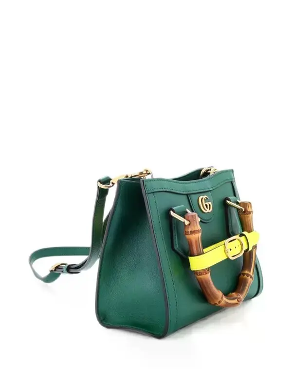 Gucci Diana Nm Bamboo Handle Tote Leather Mini Crossbody Bag - Green