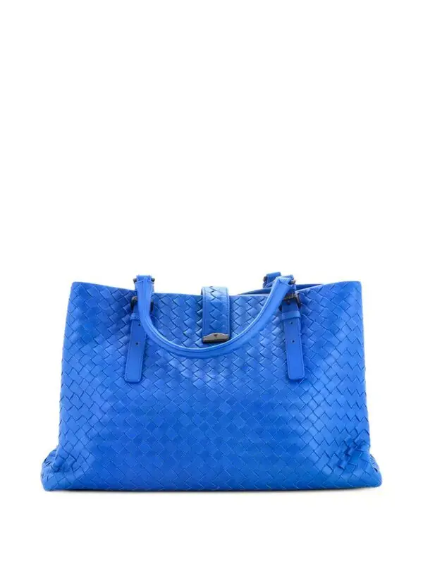 Bottega Veneta Roma Bag Intrecciato Nappa Medium Tote Bag - Blue