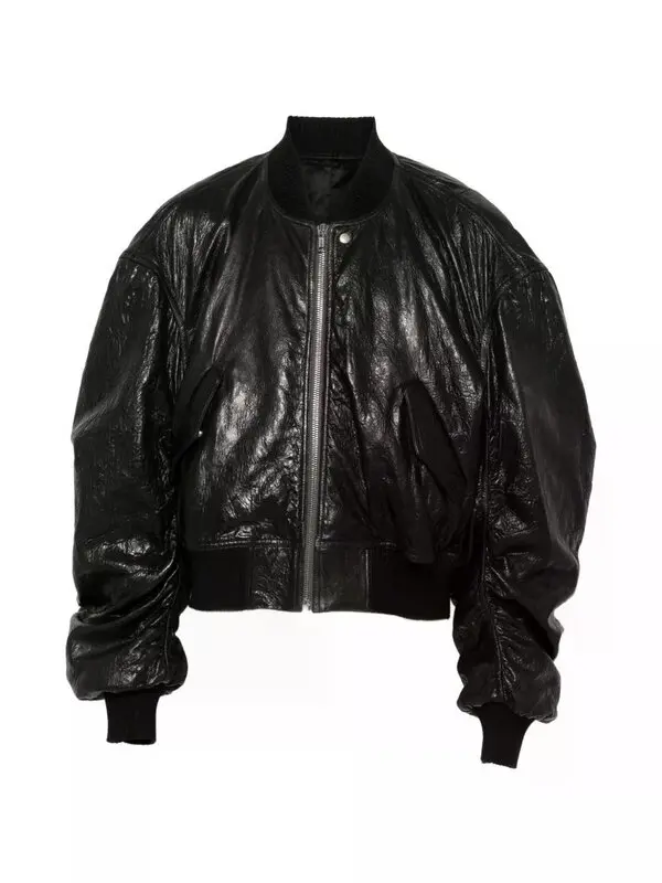 Rick Owens Crinkled Leather Bomber Jacket