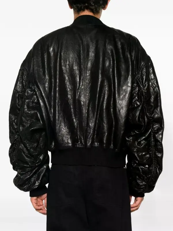 Rick Owens Crinkled Leather Bomber Jacket