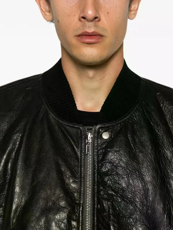 Rick Owens Crinkled Leather Bomber Jacket