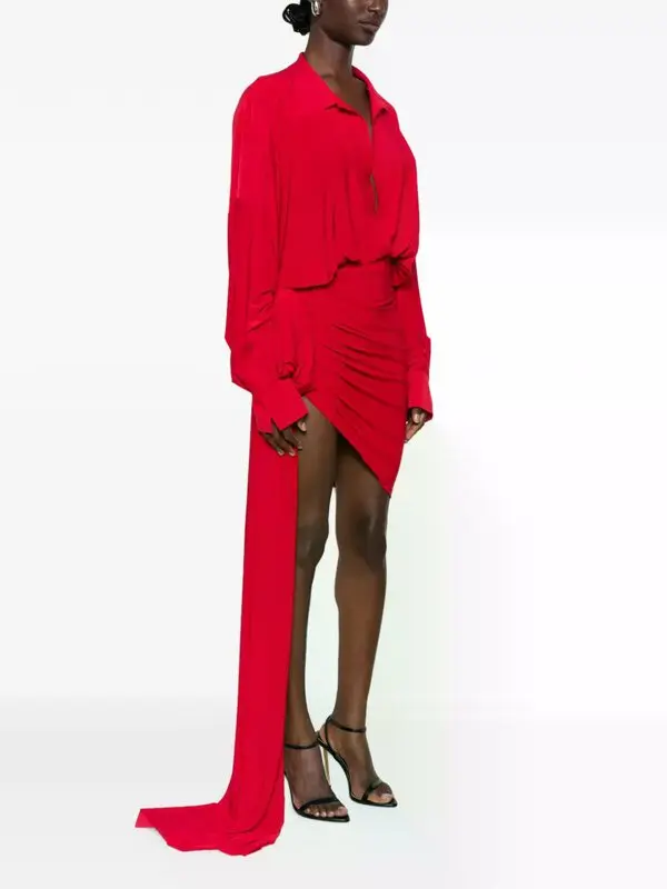 Norma Kamali Bow-detail Draped Asymmetric Mini Dress - Red